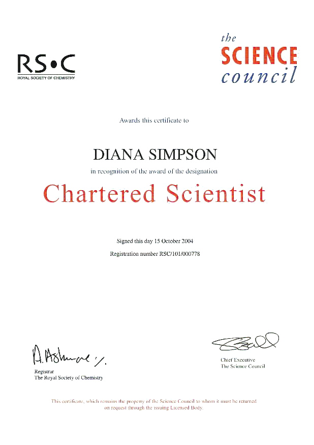 Qualifications | Dr. Diana Simpson